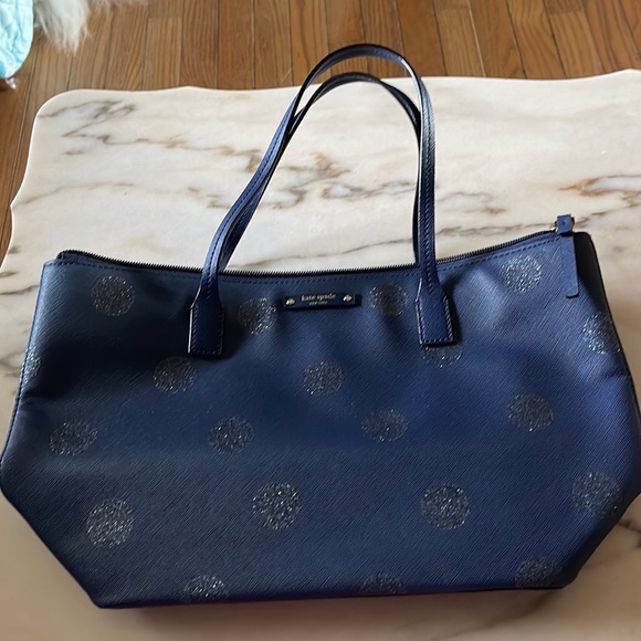 kate spade | Bags | Kate Spade 9 Tall 5 Across Blue Glutter Pilka Dot ...